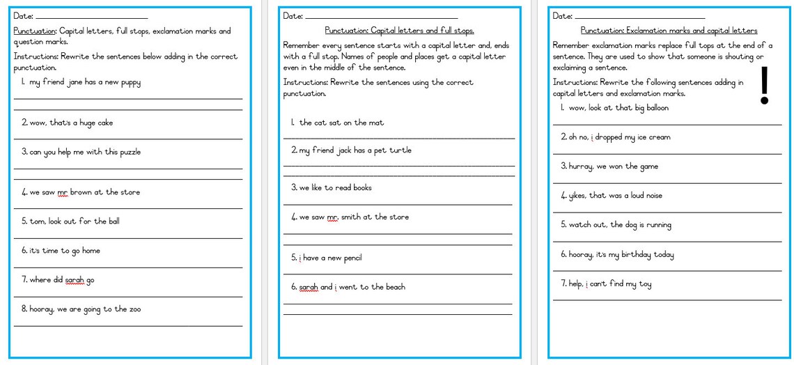 Grade 1 Punctuation Workbook - Etsy