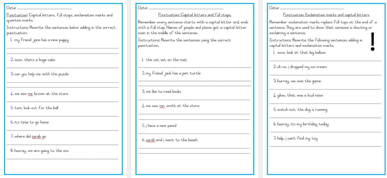 Grade 1 Punctuation Workbook - Etsy