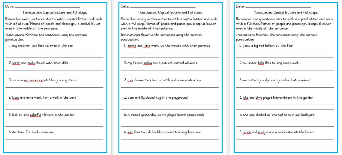 Grade 1 Punctuation Workbook - Etsy