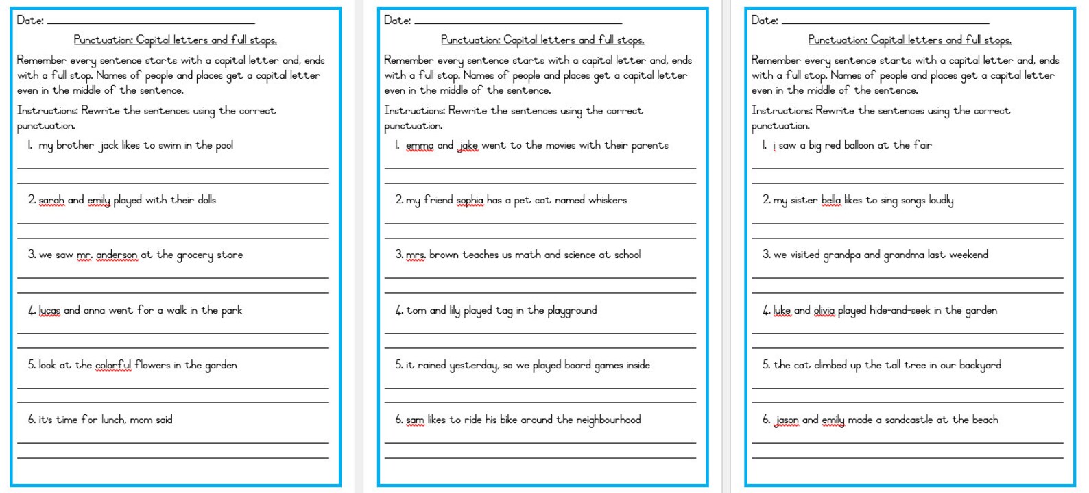 Grade 1 Punctuation Workbook - Etsy