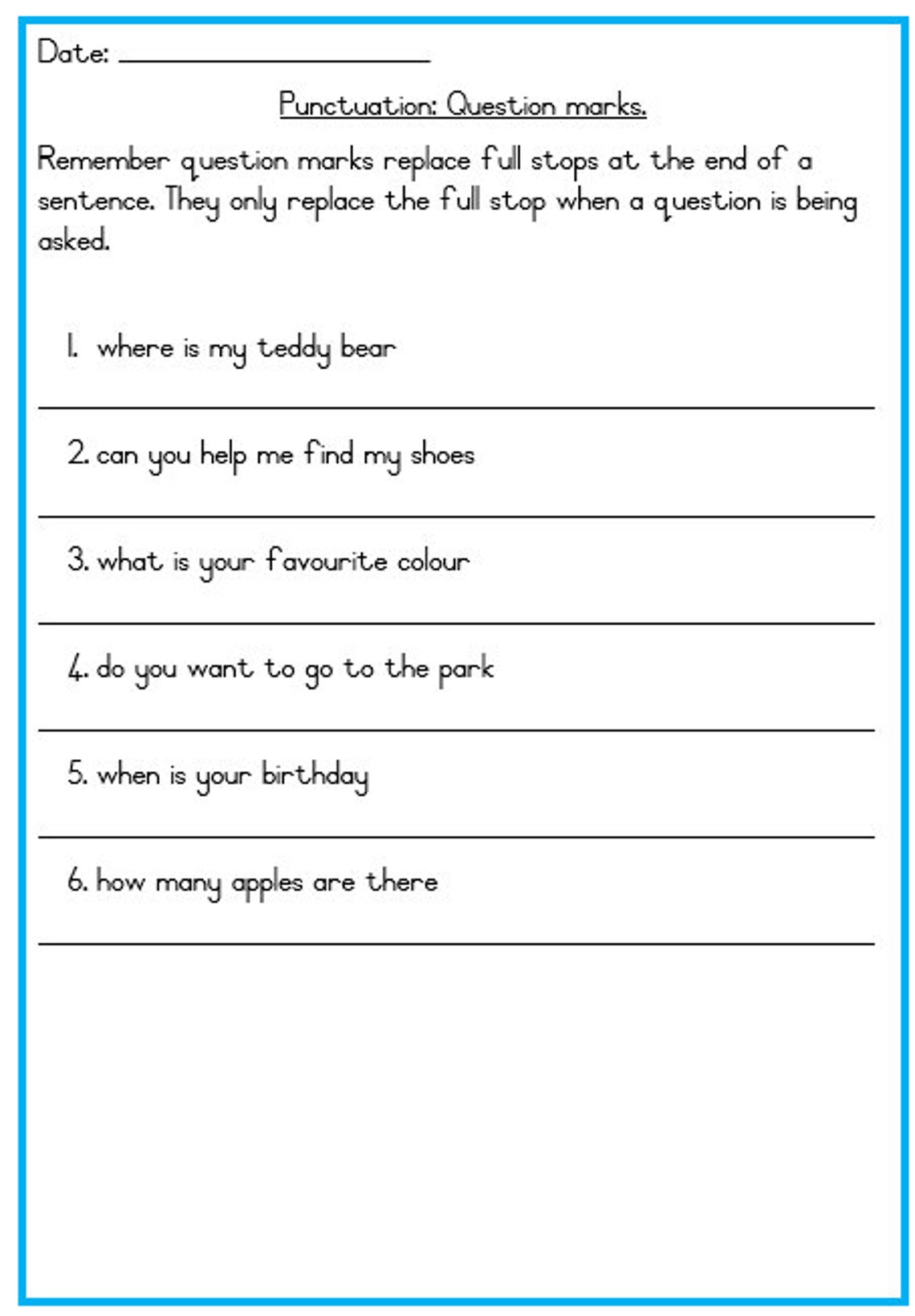 Grade 1 Punctuation Workbook - Etsy