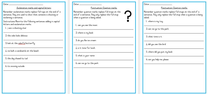 Grade 1 Punctuation Workbook - Etsy