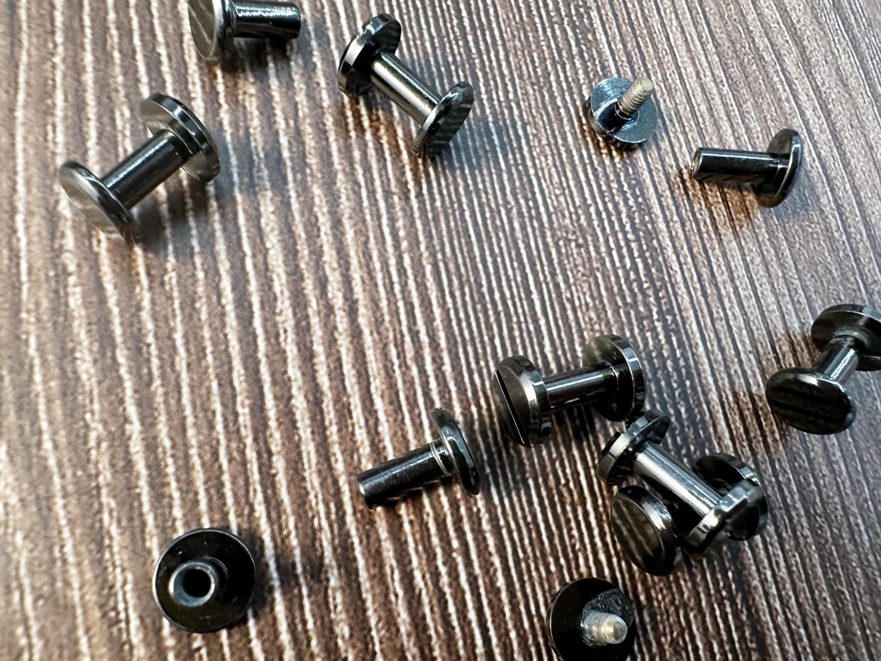10 Sets 10mm Solid Brass Chicago Screw Rivets for Leather Flat Head ...
