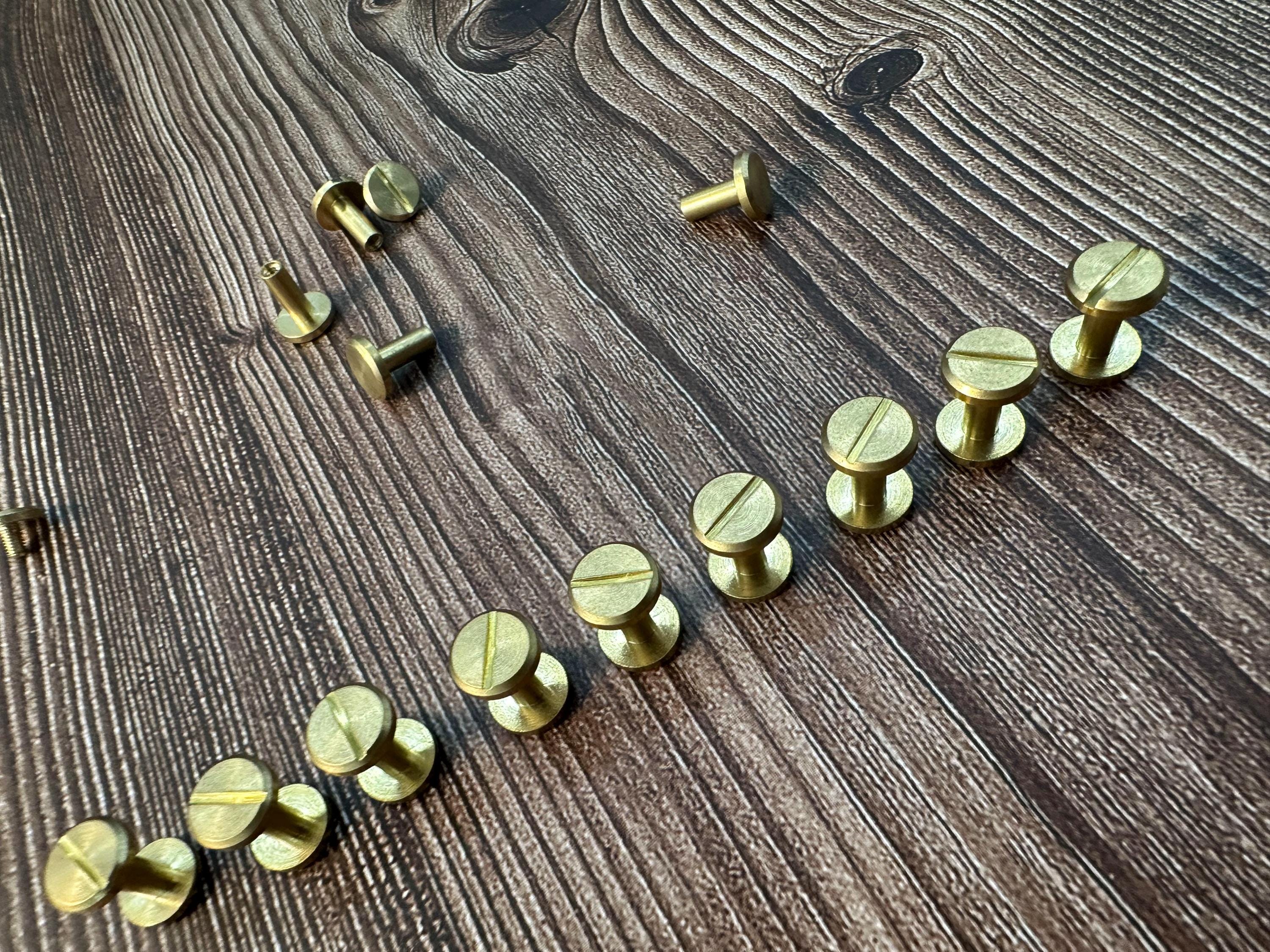 10 Sets 10mm Solid Brass Chicago Screw Rivets for Leather Flat Head ...