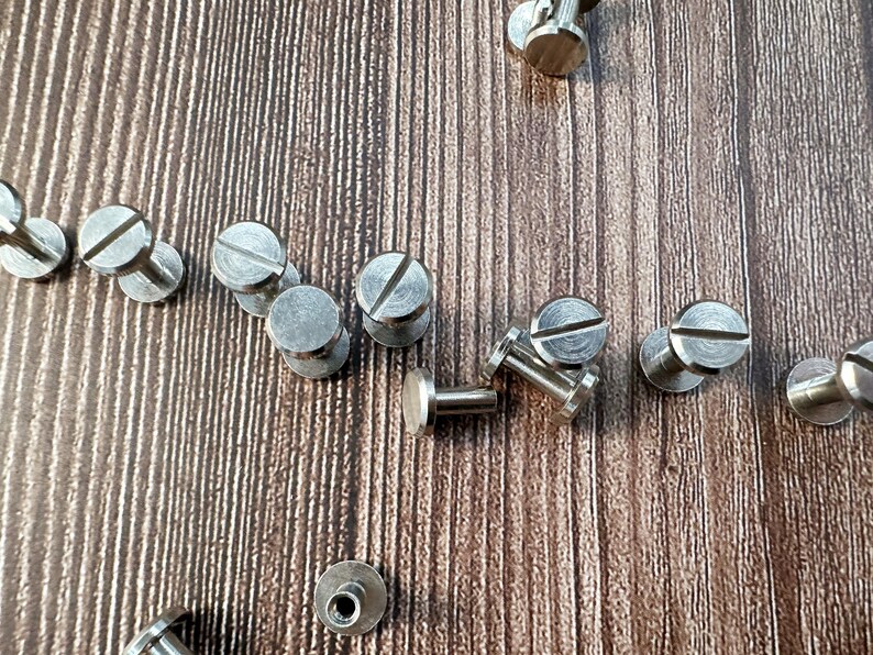 10 Sets 10mm Solid Brass Chicago Screw Rivets for Leather Flat Head ...