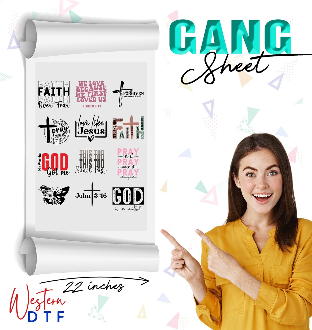Christian DTF Gang Sheet: 60 Inch Religious Iron-on Transfers - Etsy