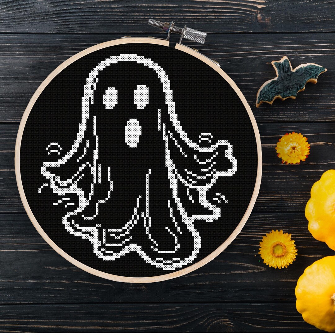 Spooky Ghost Cross Stitch Pattern PDF, Easy Halloween Cross Stitch ...