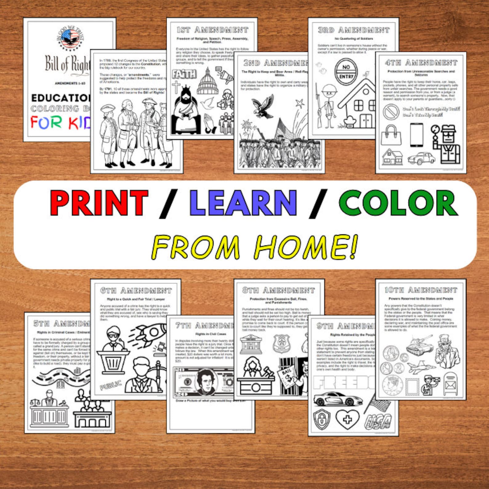 Bill of Rights Coloring Book for Kids - Fun and Easy Learning! - Etsy