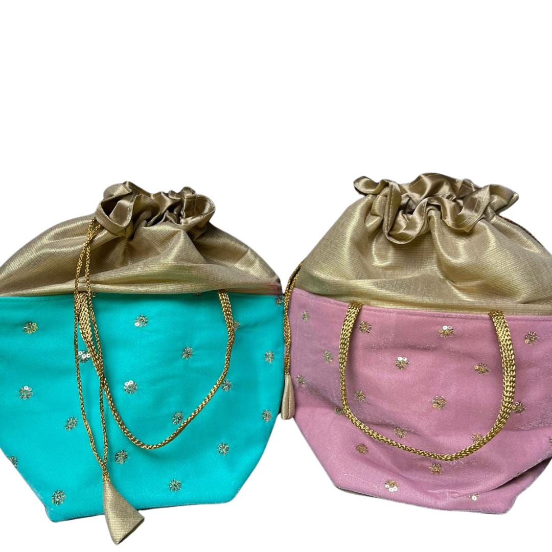 Velvette - Tissue Mini Basket Potli With Lace Handles and Fabric ...