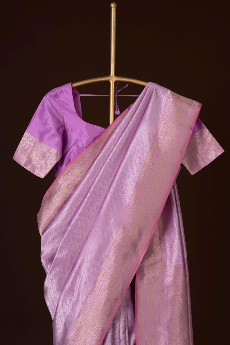 Lavender Tanchoi Katan Silk Designer Banarasi Kadhua Weave Best Quality ...