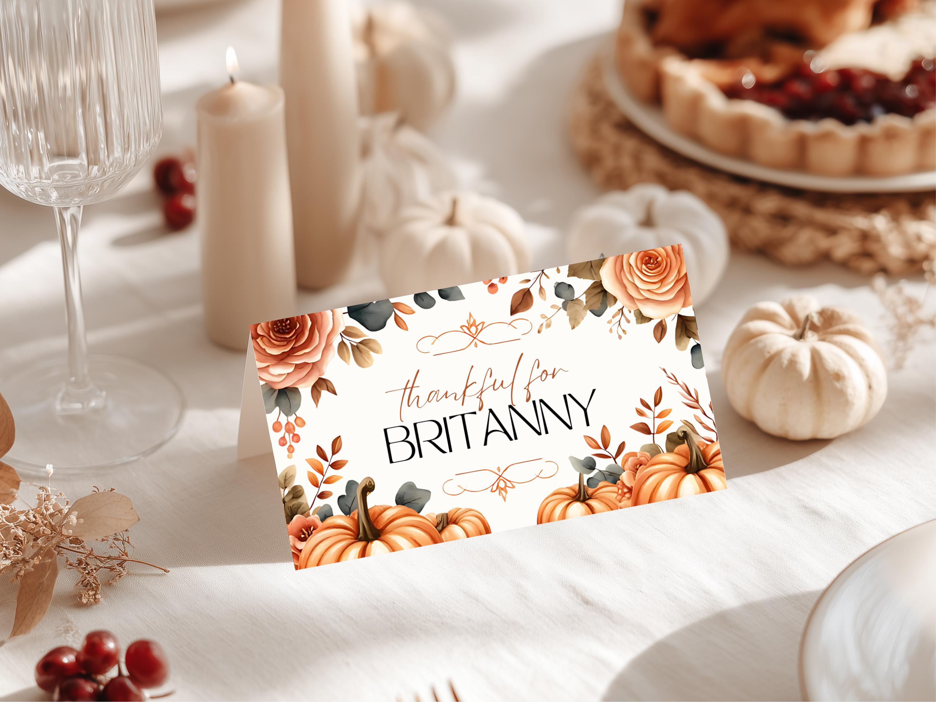 Printable Thanksgiving Name Card Template Editable Thanksgiving Place ...
