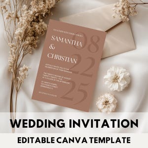 Mocha Mousse Wedding Invitation Template Printable Brown Wedding Invite ...