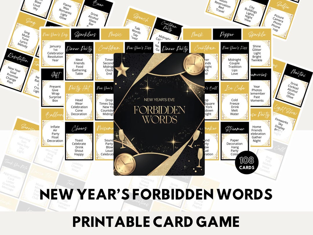 New Year's Forbidden Words Printable New Year's Eve Party Game New ...