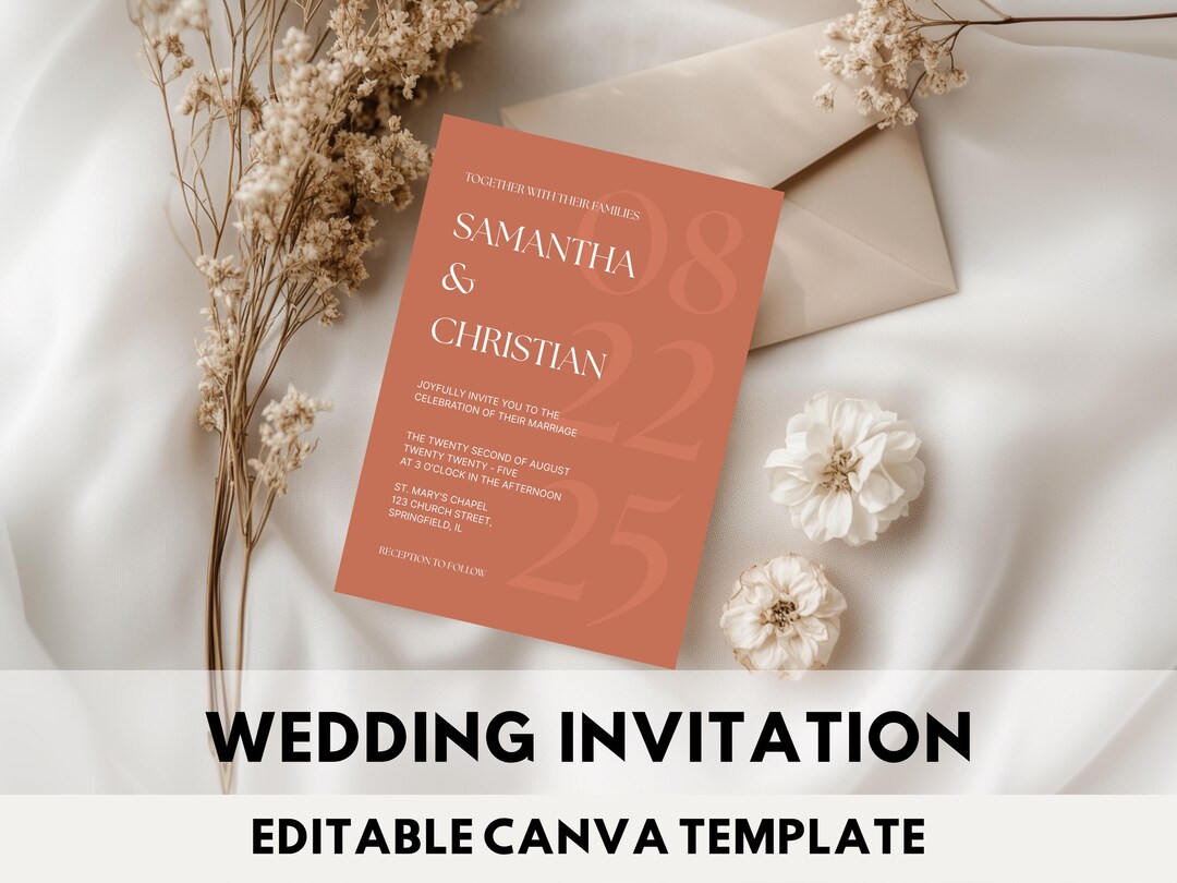 Terracotta Wedding Invitation Suite Rust Wedding Invitation Template ...