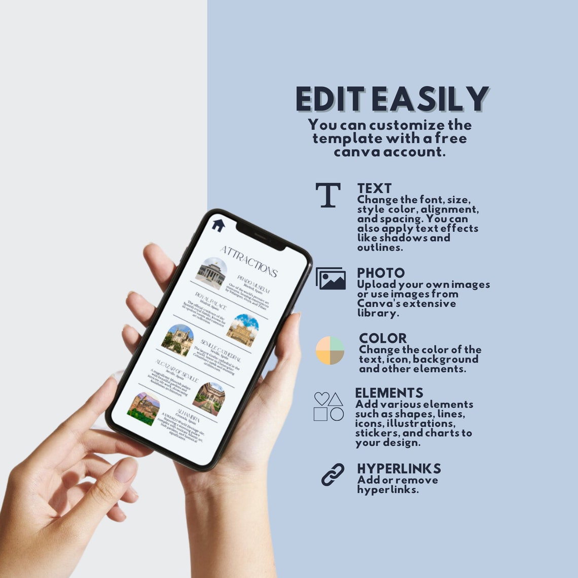 Editable Mobile Travel Itinerary Canva Template Digital Itinerary Trip