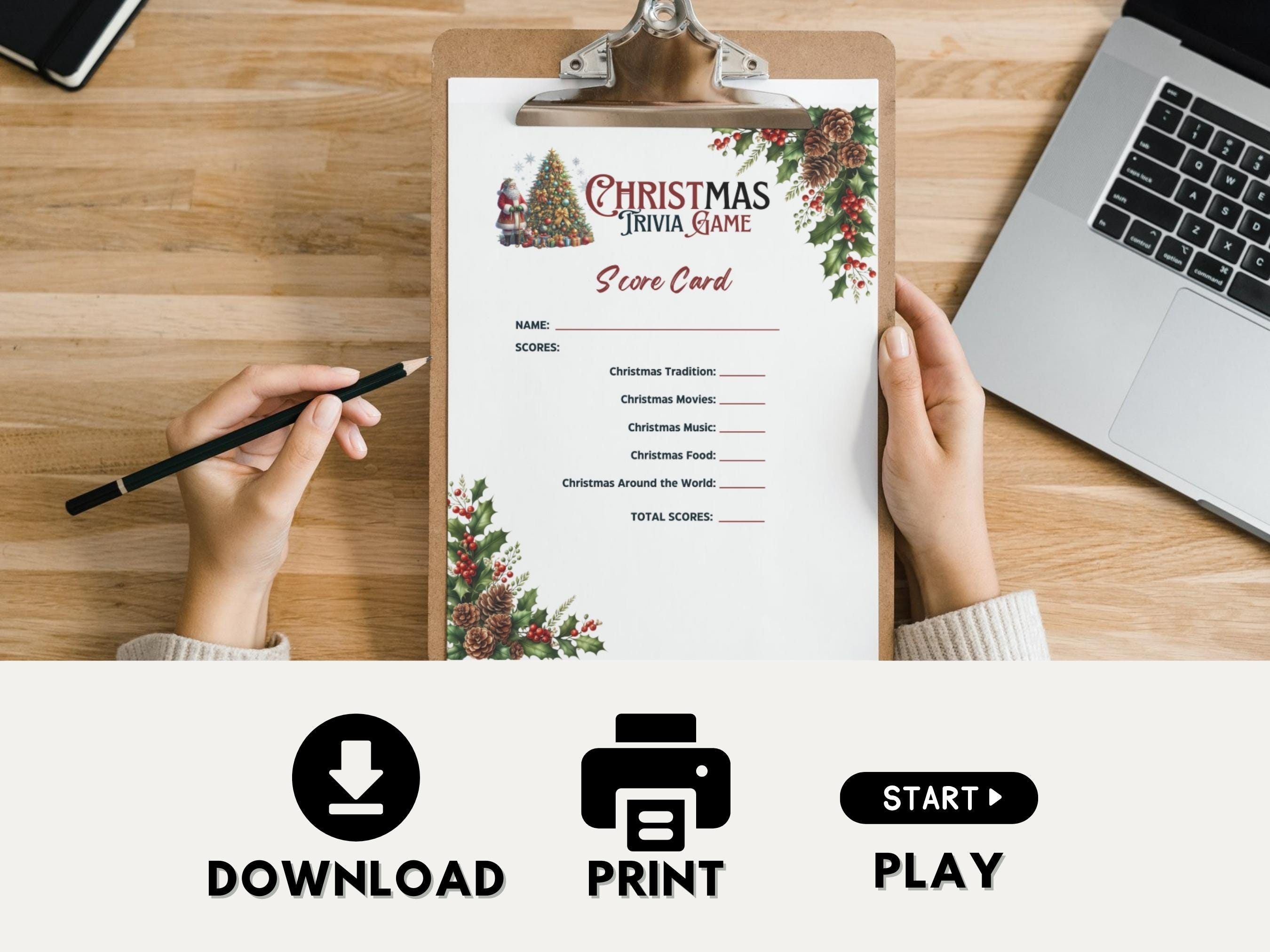 Christmas Trivia Game Printable Christmas Party Game for Kids and ...