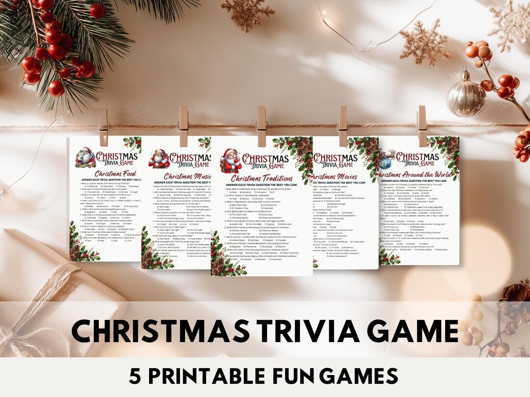 Christmas Trivia Game Printable Christmas Party Game for Kids and ...