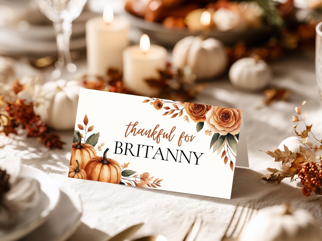 Thanksgiving Name Card Editable Template Friendsgiving Name Place Card ...