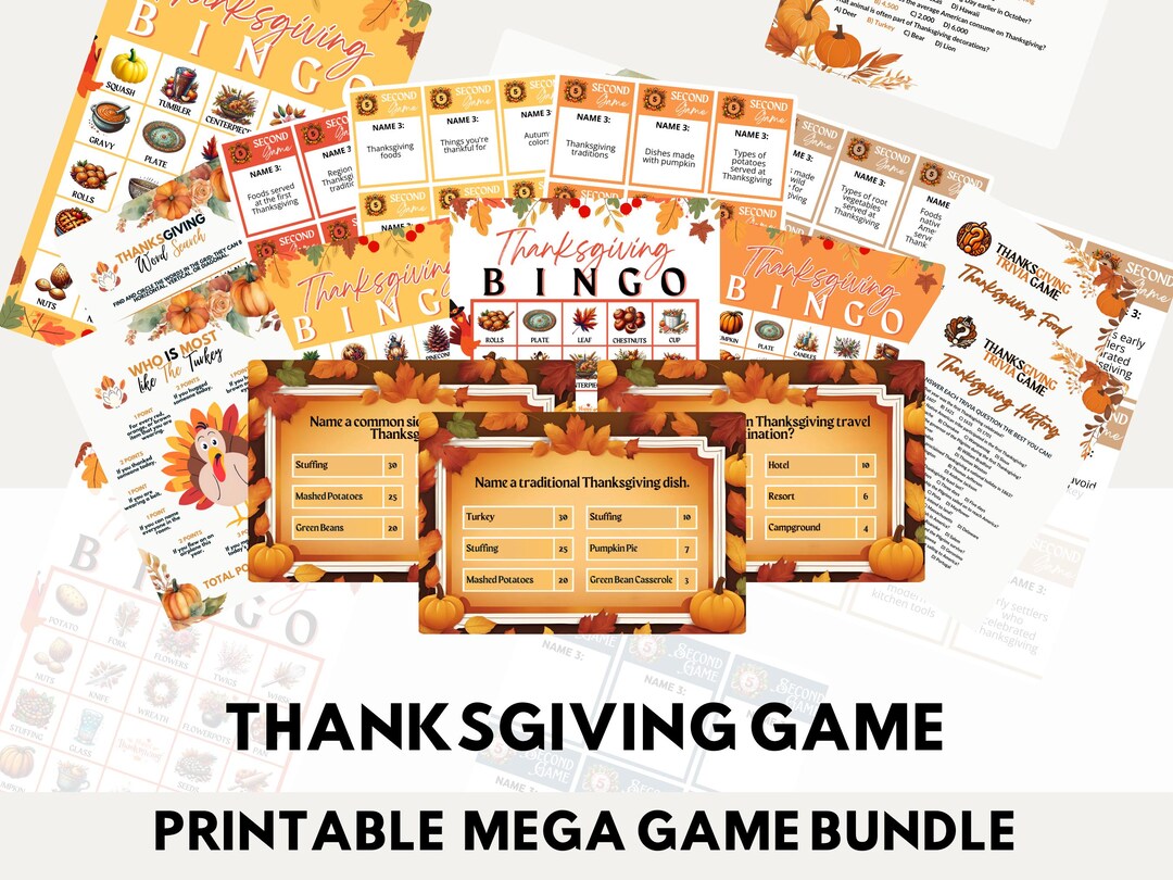 Thanksgiving Mega Game Bundle Printable Friendsgiving Autumn Game ...