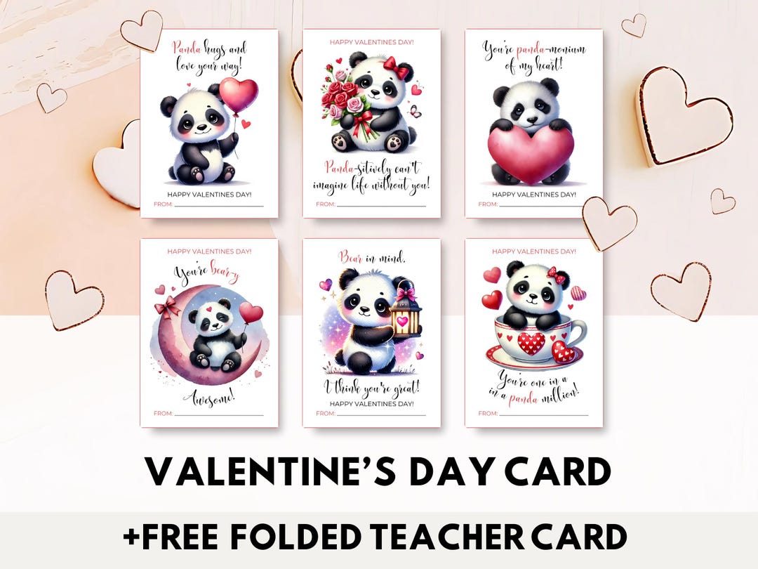 Panda Valentines Day Card Printable Valentine's Day Panda Gift Tags ...