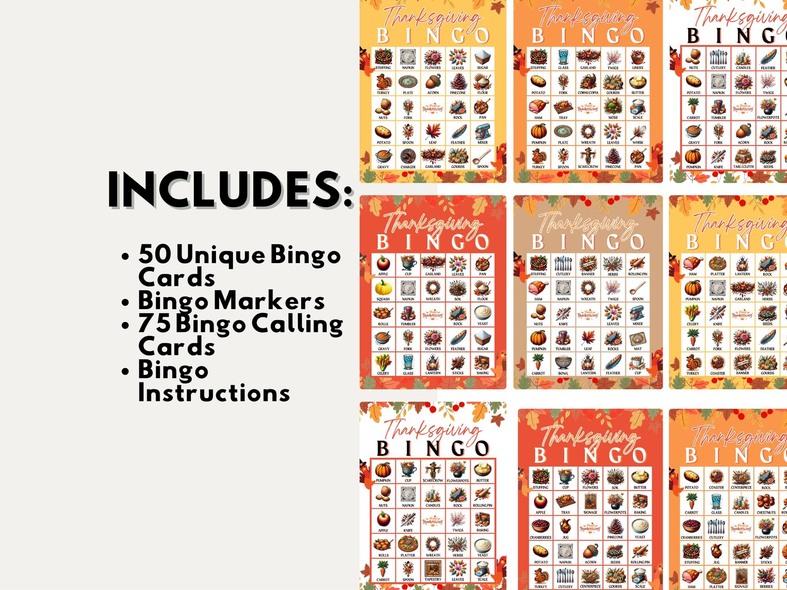 Thanksgiving Bingo Printable Thanksgiving Card Games for Kids Printable ...
