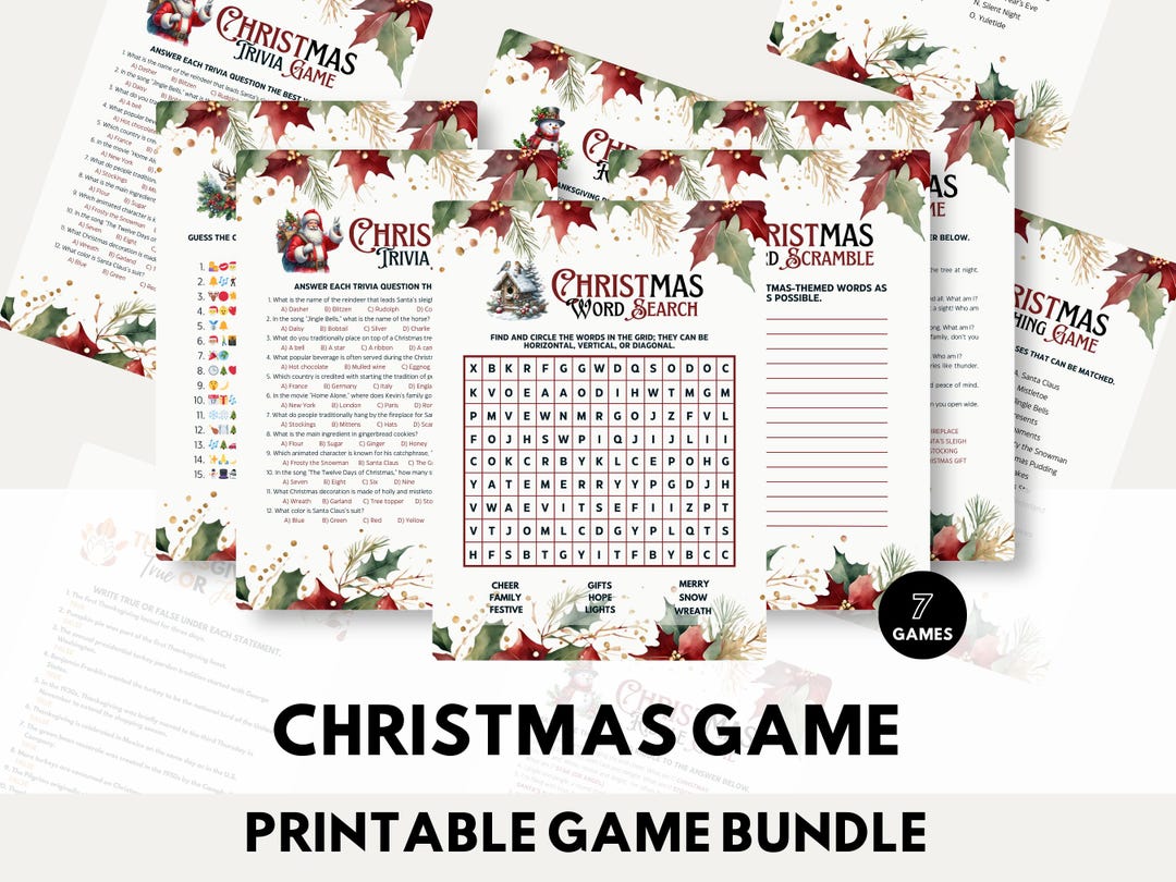 Christmas Game Bundle Printable Christmas Classroom Activities Fun ...