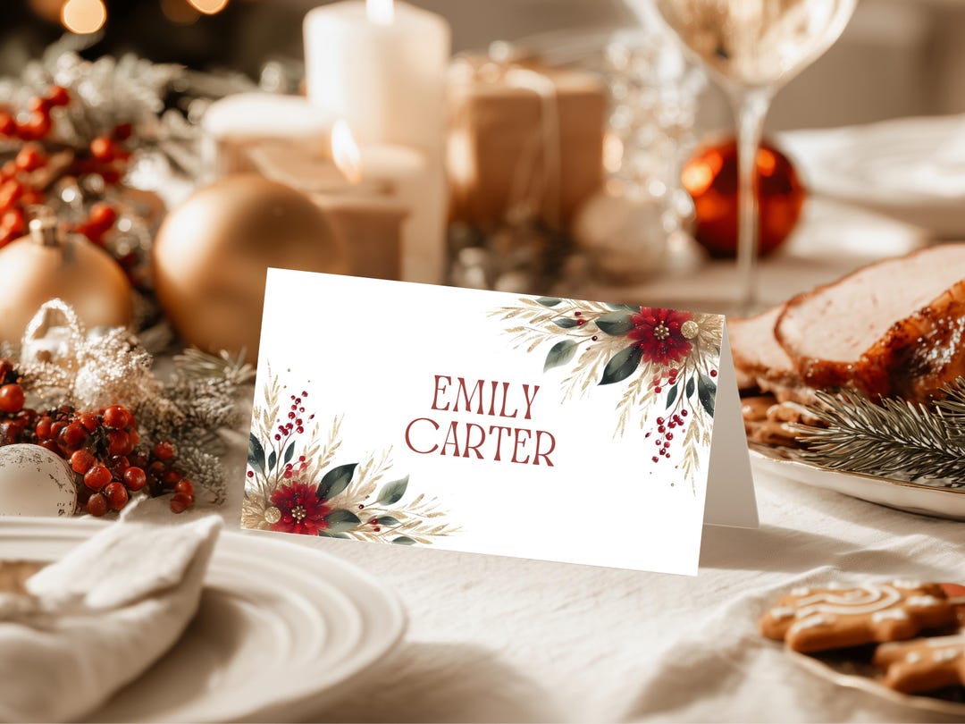 Christmas Name Card Template Printable Christmas Place Card Editable ...