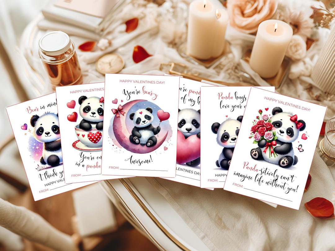 Panda Valentines Day Card Printable Valentine's Day Panda Gift Tags ...