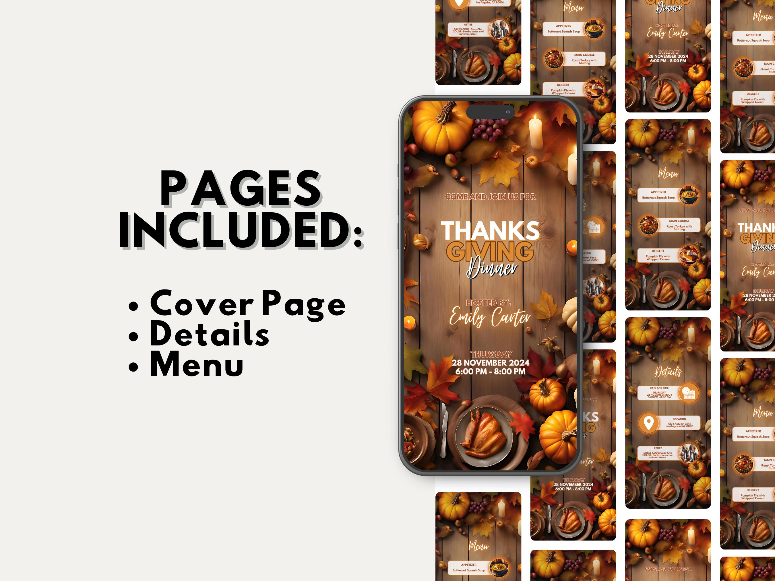 Digital Thanksgiving Dinner Invitation Thanksgiving Digital Animated ...