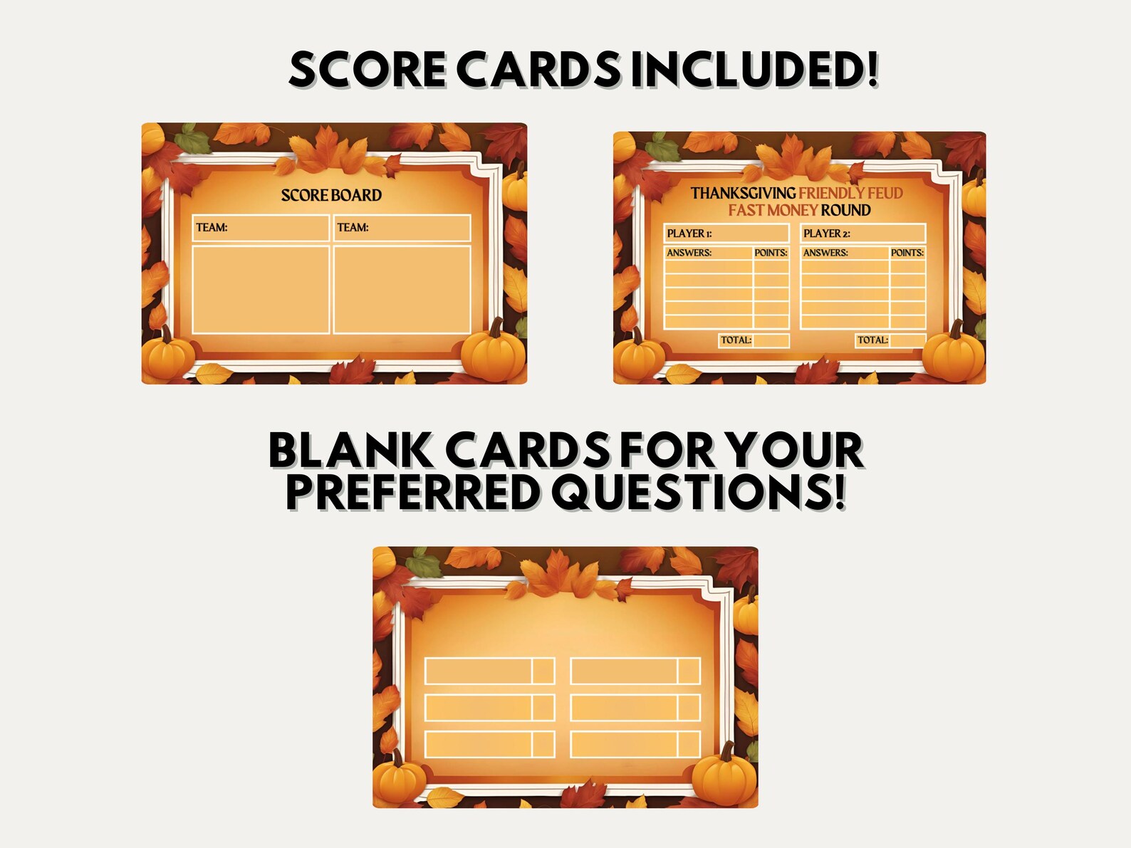 Thanksgiving Friendly Feud Game Printable Thanksgiving Family Feud Game ...