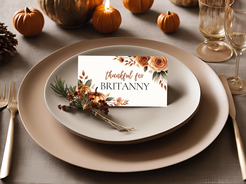 Thanksgiving Name Card Editable Template Friendsgiving Name Place Card ...