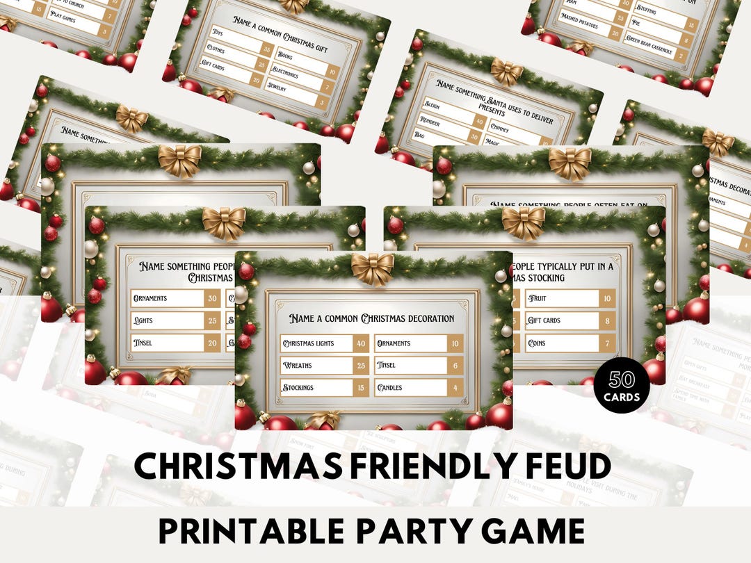 Christmas Friendly Feud Game Printable Holiday Office Party Game ...