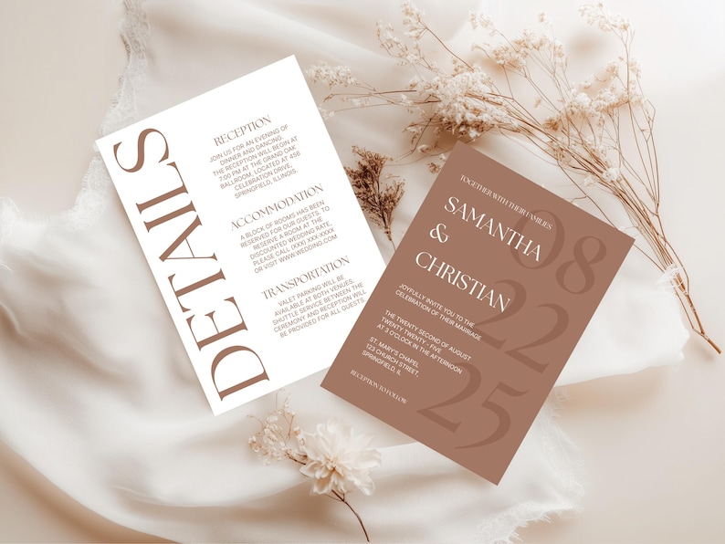 Mocha Mousse Wedding Invitation Template Printable Brown Wedding Invite ...