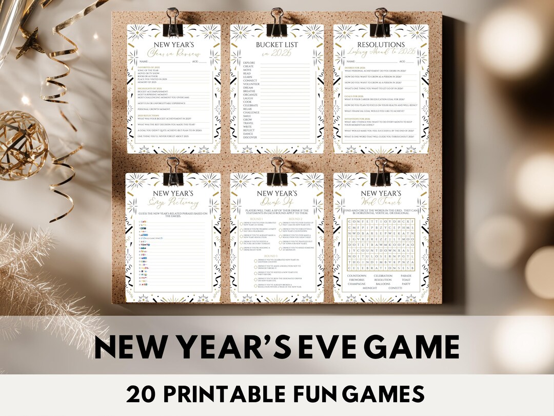New Year's Game Printable New Year's Eve Party Game Bundle New Years ...