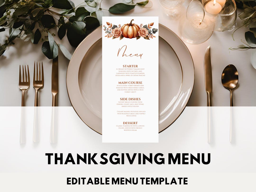 Printable Thanksgiving Menu Card Editable Friendsgiving Menu Card Canva ...