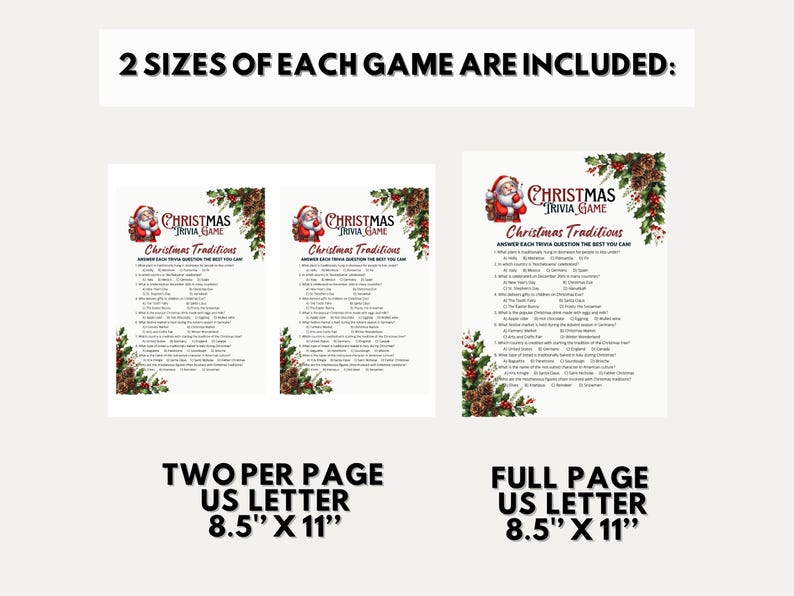 Christmas Trivia Game Printable Christmas Party Game for Kids and ...