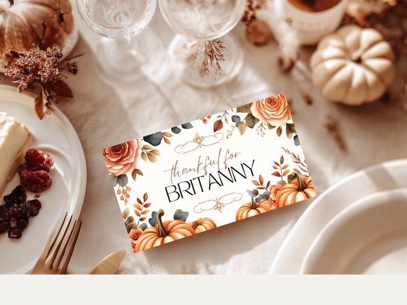 Printable Thanksgiving Name Card Template Editable Thanksgiving Place ...