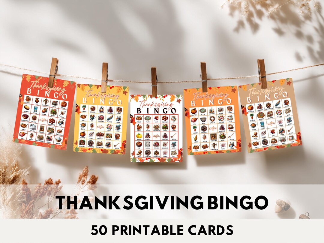 Thanksgiving Fall Bingo Cards Printable Thanksgiving Bingo Activity for ...