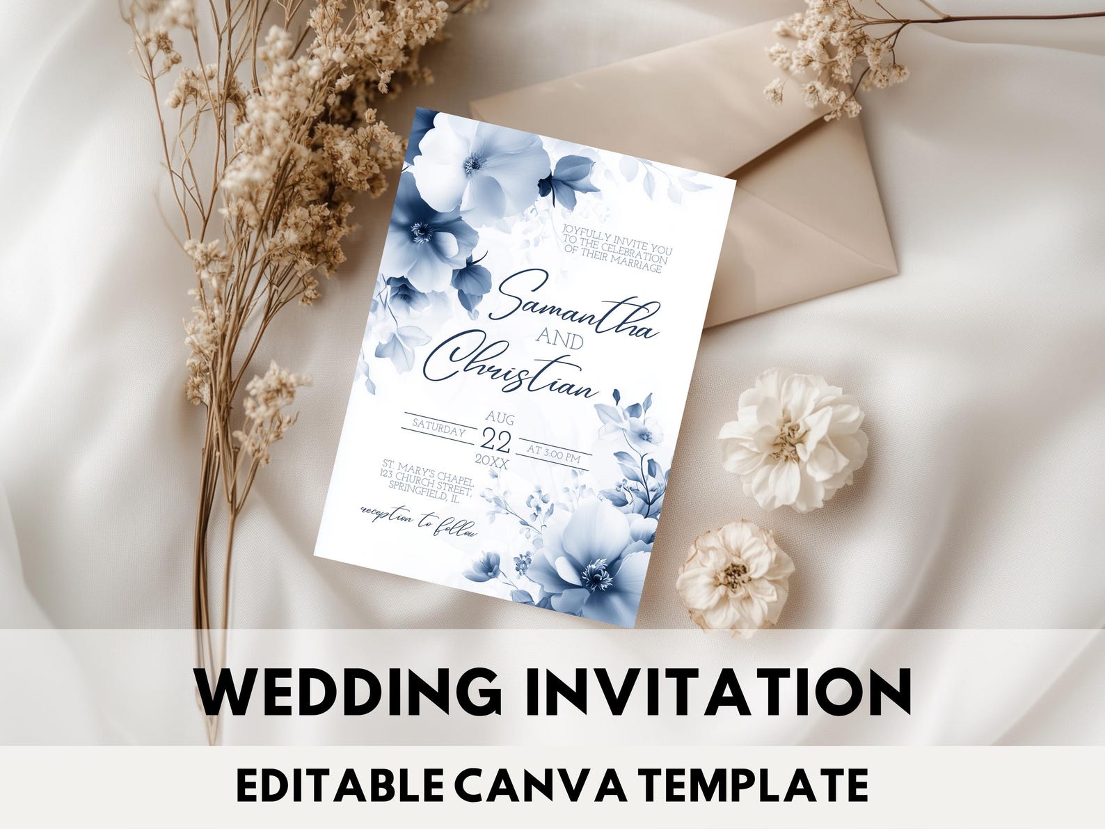 Dusty Blue Wedding Invitation Template Dusty Blue Wedding Invites ...