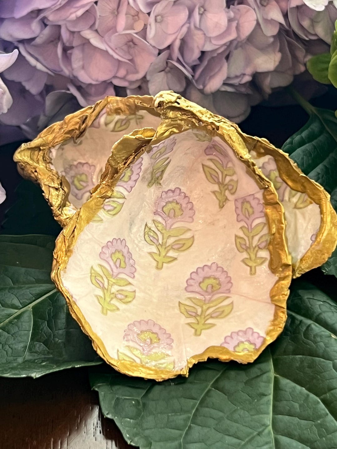 Oyster Shells || Purple Poppy || Decoupaged || Decorative Accents ...