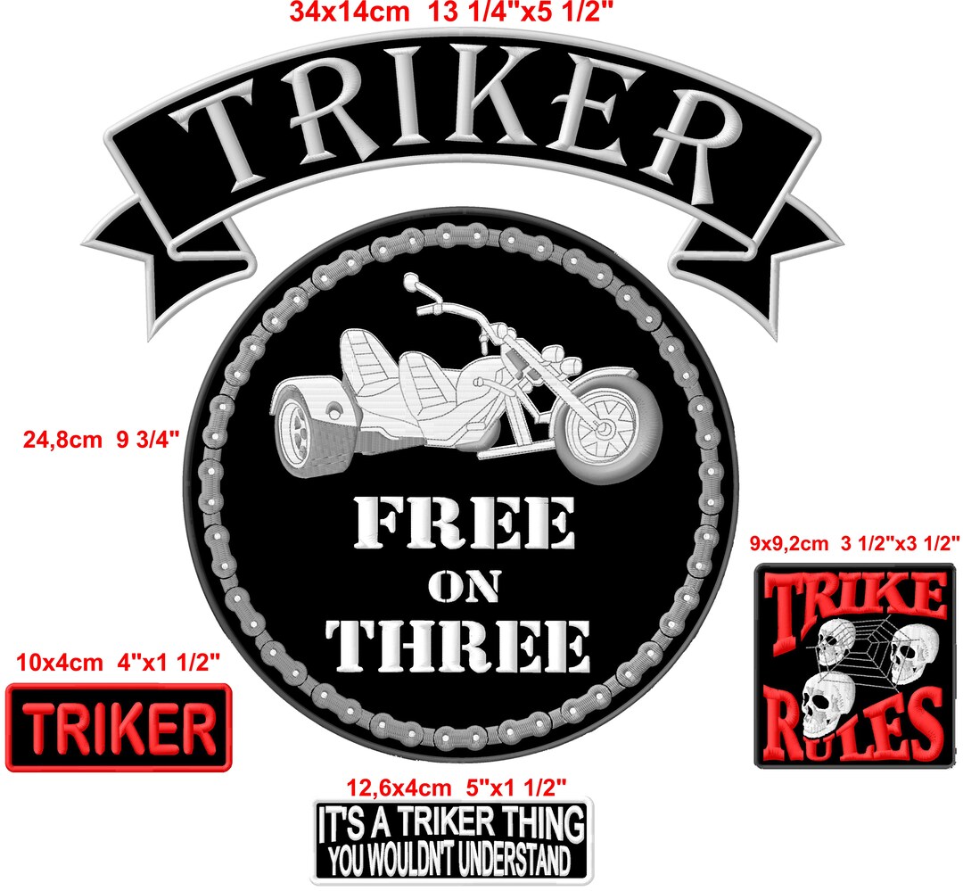 Triker Trike XL Set of 5pcs. Iron-on PATCH Aufnäher Parche Brodé Patche ...