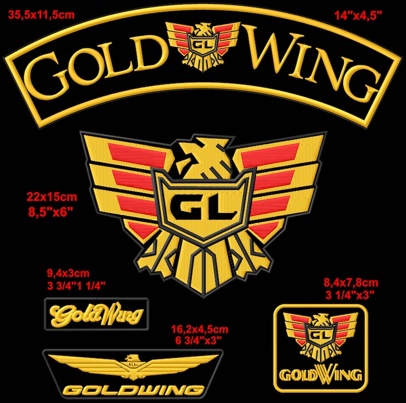 Gold Wing Iron-on PATCH Set Aufnäher Parche Brodé Patche Toppa for Fans ...