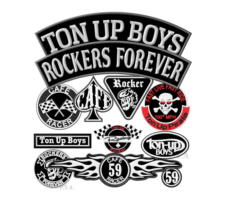 Motorcycle Club Iron-on Patches, Cafe Racer Rocker Design - Etsy