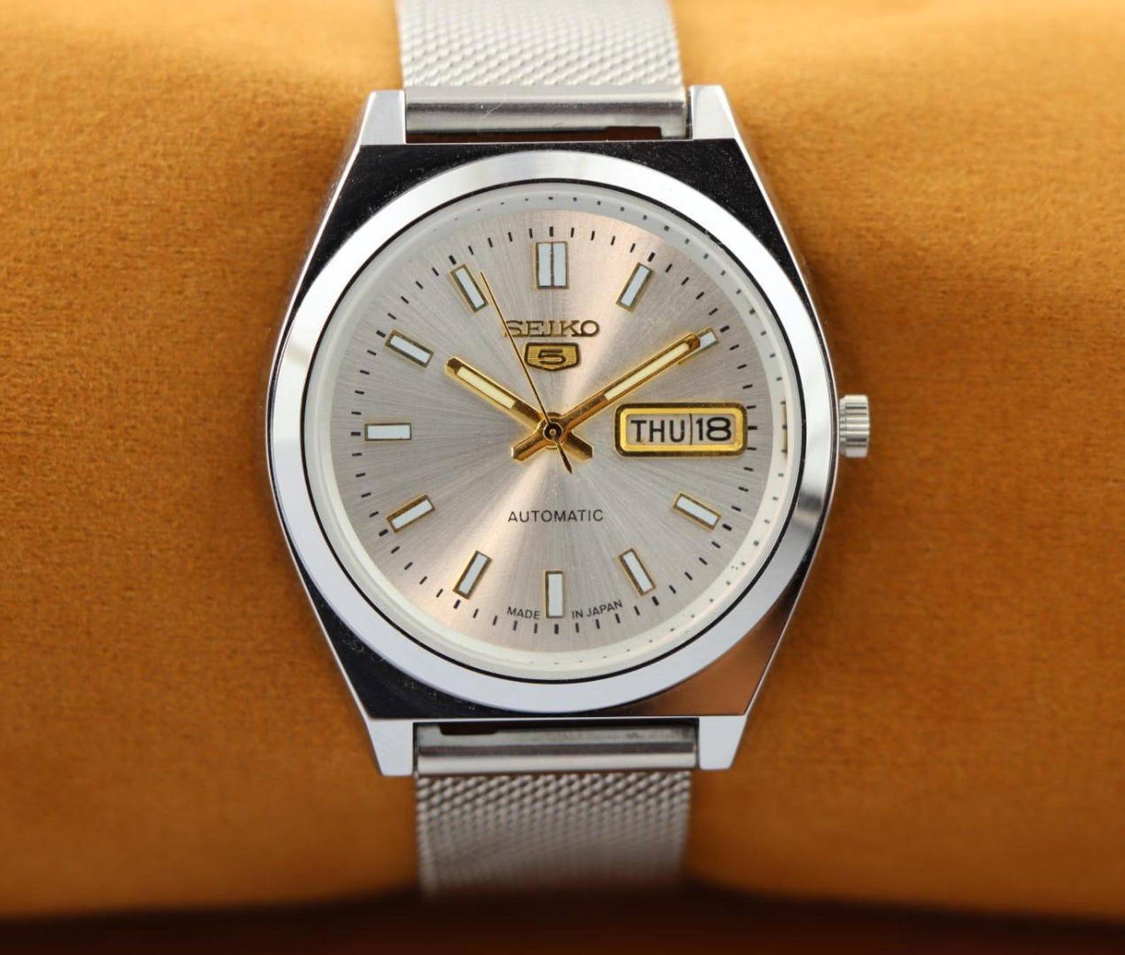 Vintage Refurbished Seiko 5 Silver Amazing Dial Men's Working Wrist ...