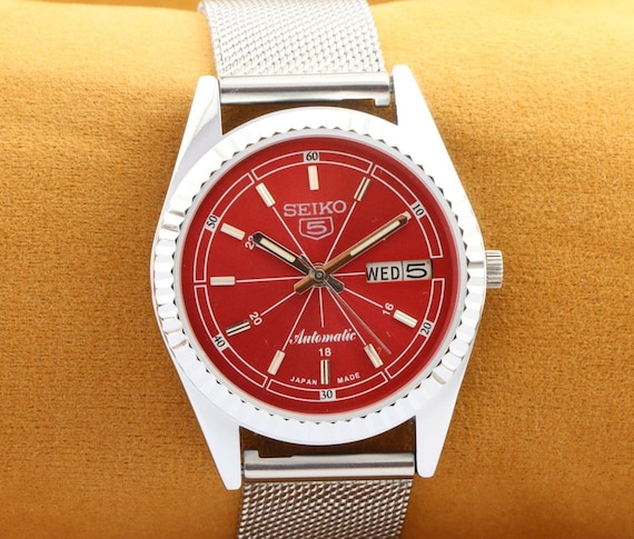 Vintage Seiko 5 automatic retro red dial iconic men's… - Gem