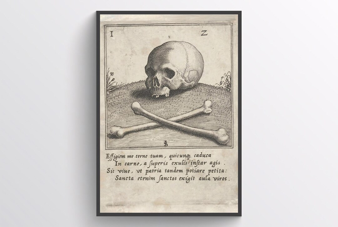 Medieval Dark Art Skull & Crossbones Poster | Memento Mori Digital ...