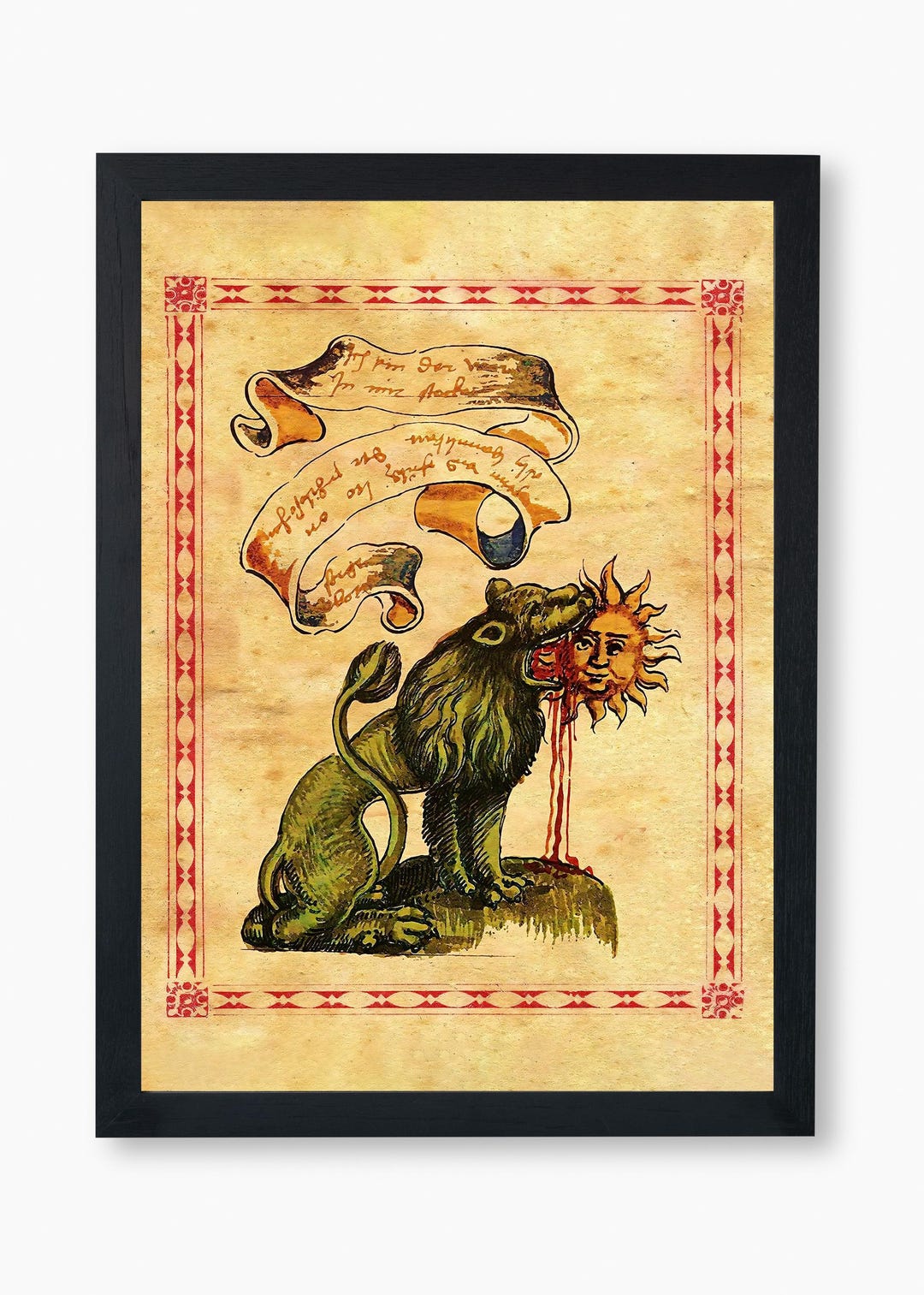 Alchemical Lion & Sun Digital Art Print- 17 Sizes, Mystical Alchemy ...