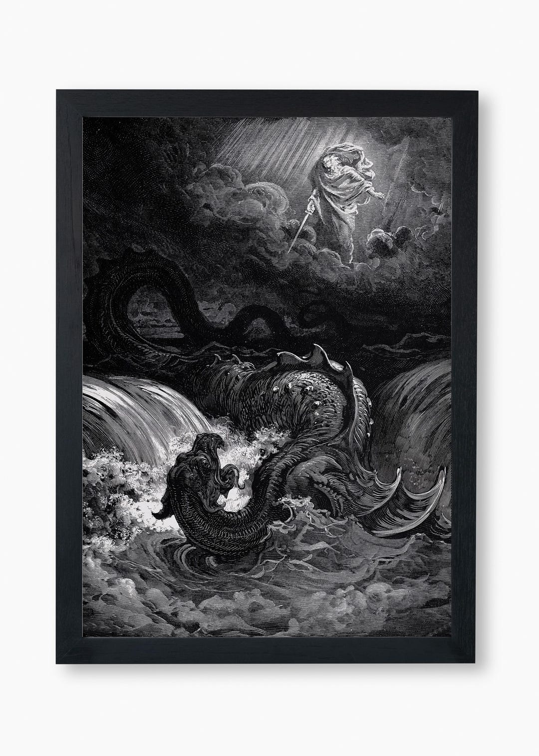 Destruction of Leviathan Digital Art Print, Bible Illustration ...