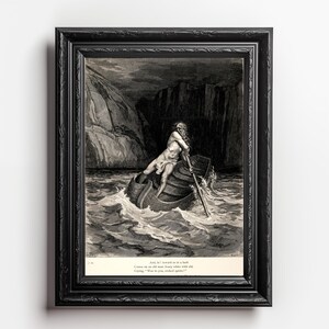 Vintage Gustave Doré Dante Inferno Print: Charon Crossing Acheron ...