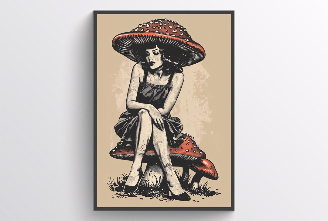 Woman and Toadstool Digital Art Print | Modern Wall Decor Download ...